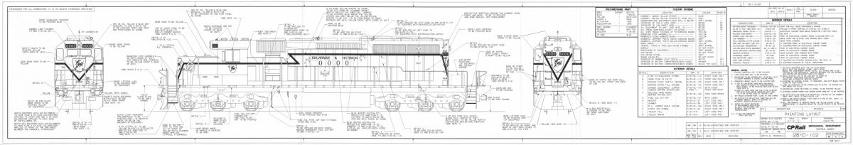 CP Rail Paint Diagram for D&H SD40-2 (Never Used), February 24, 1992 ...