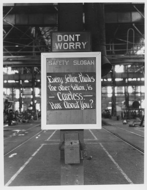 Photograph of Safety Slogan Sign in Colonie Shops, Early 1930s ...
