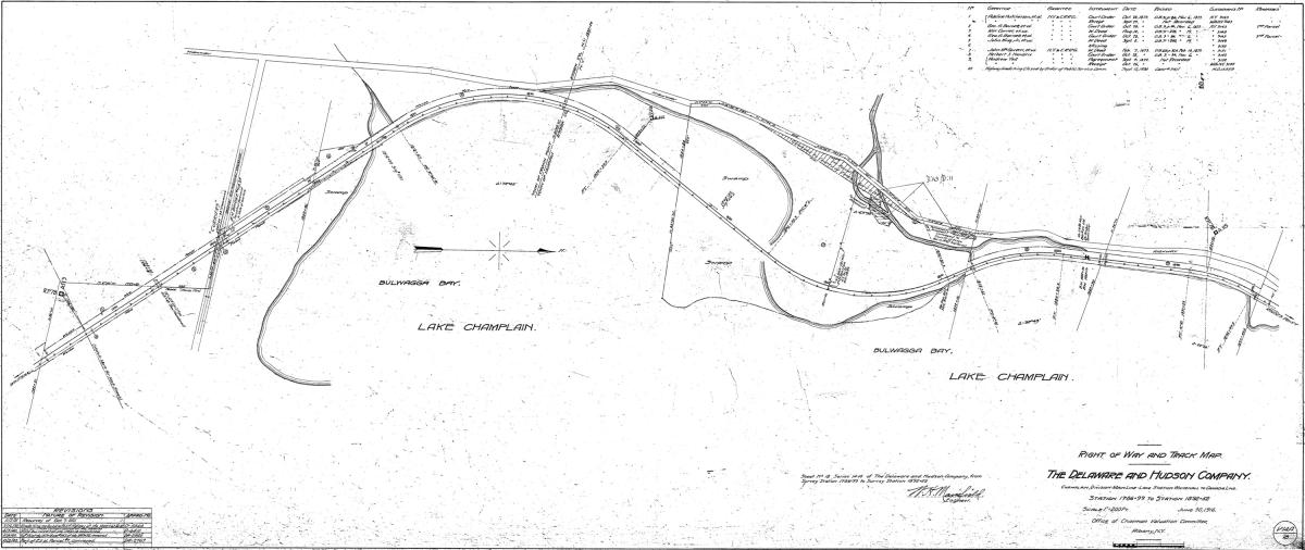 1916 D&H Track Chart: Champlain Div Main Line Lake Station, Whitehall ...