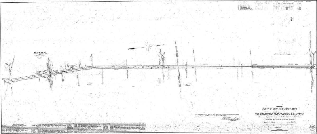 1916 D&H Track Chart: Champlain Div Main Line Lake Station, Whitehall ...