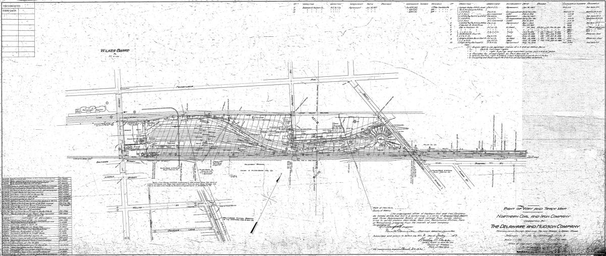 1916 D&H Track Chart: Pennsylvania Div Main Line Wilkes Barre to Green ...