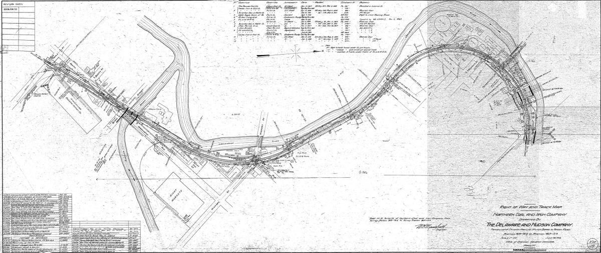 1916 D&H Track Chart: Pennsylvania Div Main Line Wilkes Barre to Green ...