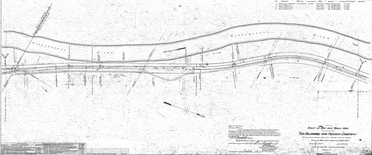 1916 D&H Track Chart: Pennsylvania Div Main Line State Line to Nineveh ...