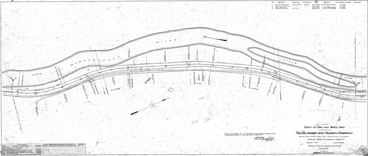1916 D&H Track Chart: Pennsylvania Div Main Line State Line to Nineveh ...