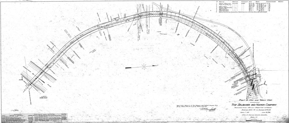 1916 D&H Track Chart: Pennsylvania Div Main Line State Line to Nineveh ...