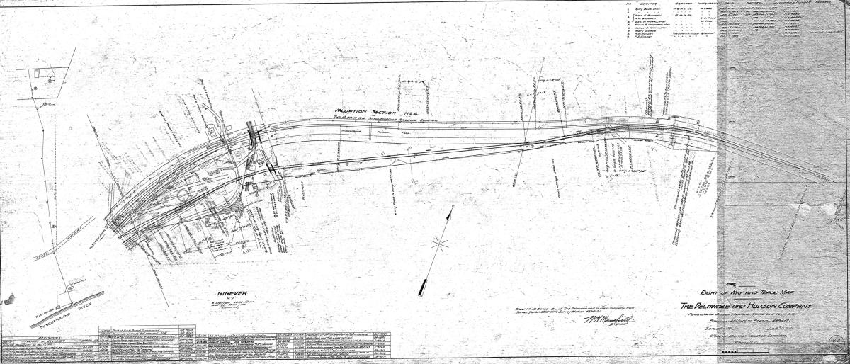 1916 D&H Track Chart: Pennsylvania Div Main Line State Line to Nineveh ...