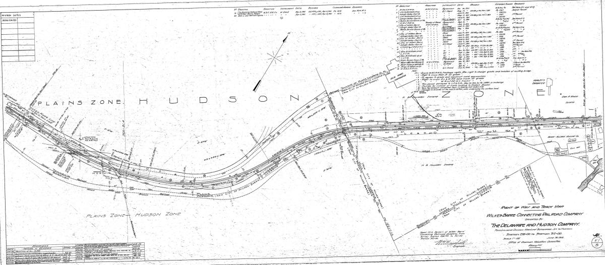 1916 D&H Track Chart: Pennsylvania Div Main Line Buttonwood Jct to ...