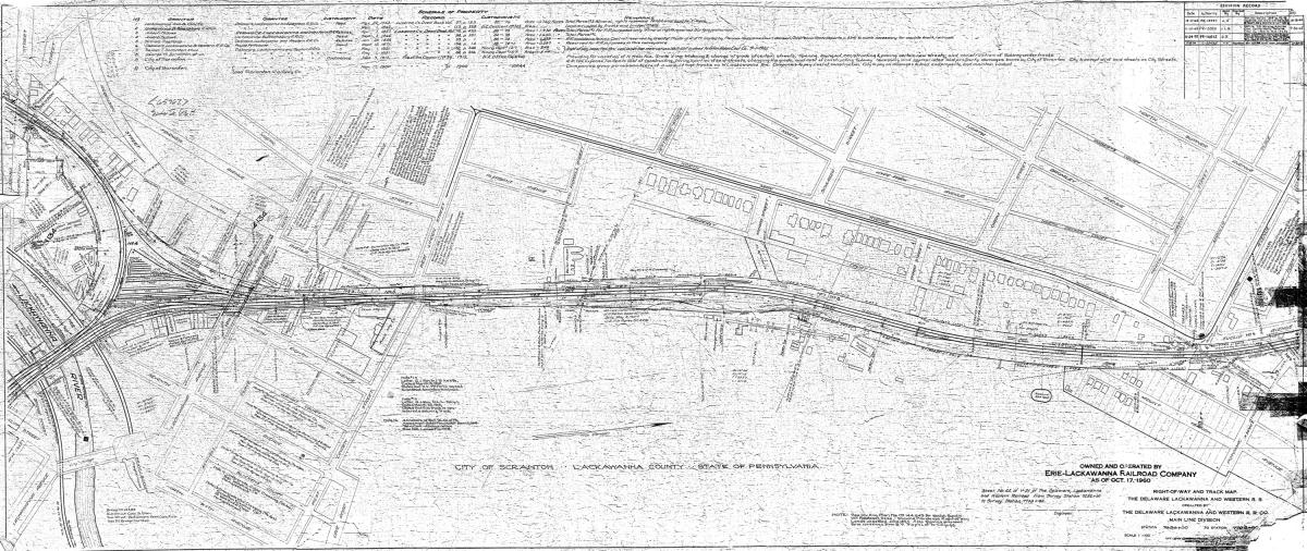 1916 DL&W Track Chart: Future D&H Pennsylvania Div, Main Line Scranton ...