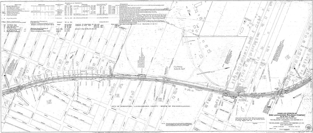 1916 DL&W Track Chart: Future D&H Pennsylvania Div, Main Line Scranton ...