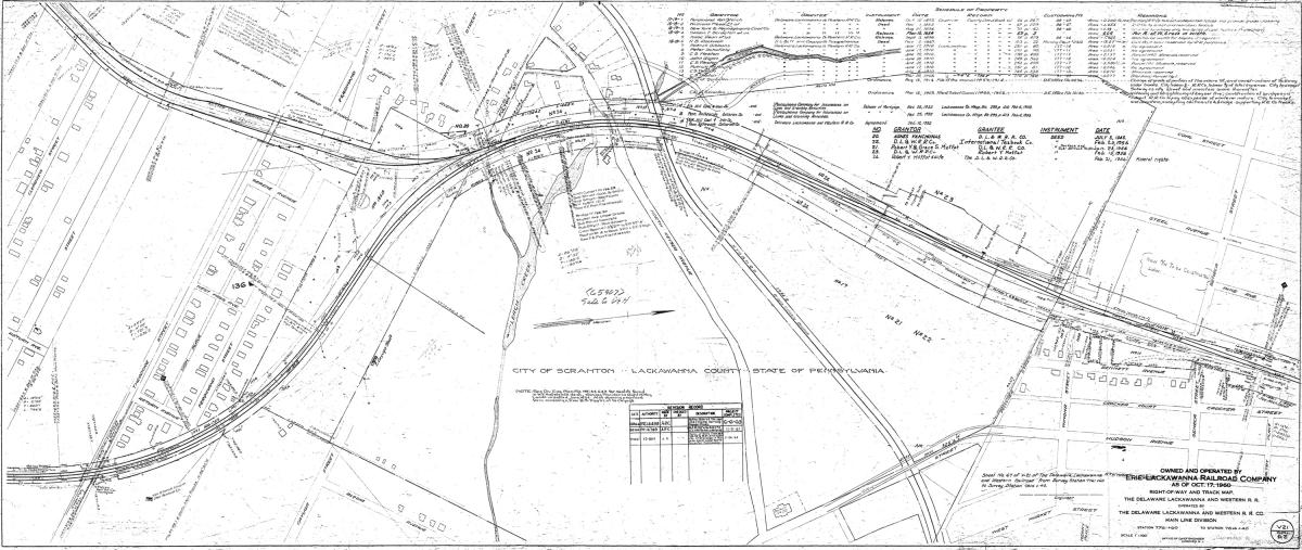 1916 DL&W Track Chart: Future D&H Pennsylvania Div, Main Line Scranton ...