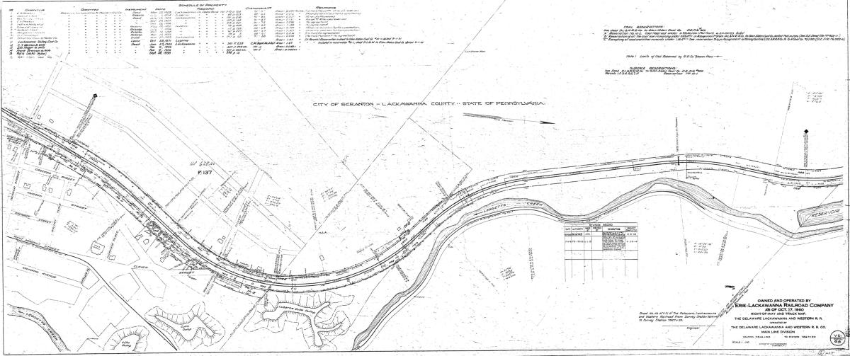 1916 DL&W Track Chart: Future D&H Pennsylvania Div, Main Line Scranton ...