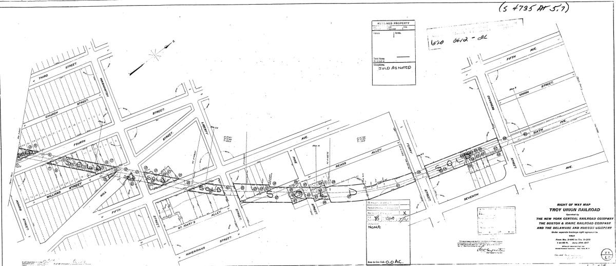 1917 Troy Union Railroad Map: Land Ownership, Map 02A, Station 2+640 to ...