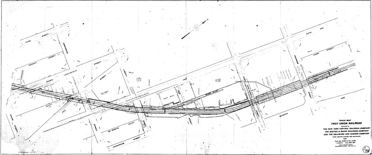 1917 Troy Union Railroad Map: Track, Map 02, Station 2+640 to 5+280 ...