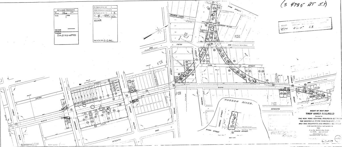 1917 Troy Union Railroad Map: Land Ownership, Map 03A, Station 5+280 to ...