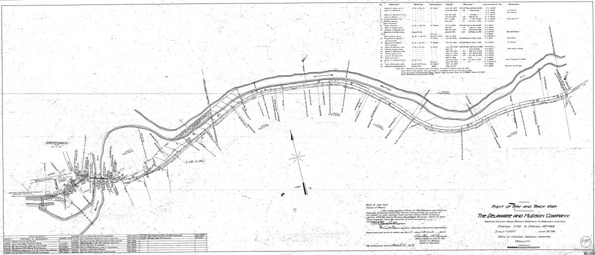 1916 D&H Track Chart: Saratoga Div Salem Branch, Map 01, Station 0+00 ...