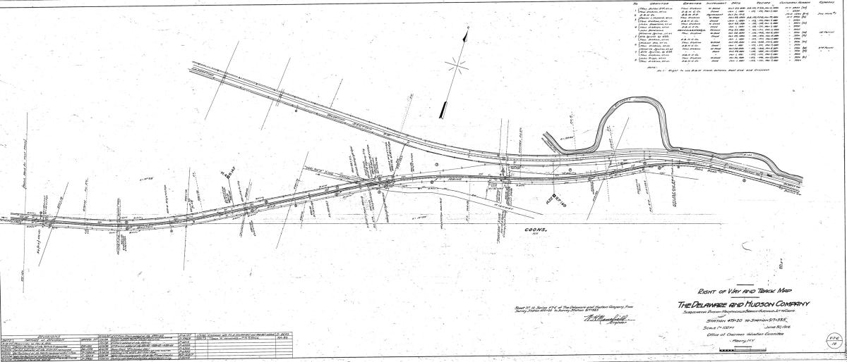 1916 D&H Track Chart: Saratoga Div Ballston Branch, Map 09, Station 422 ...
