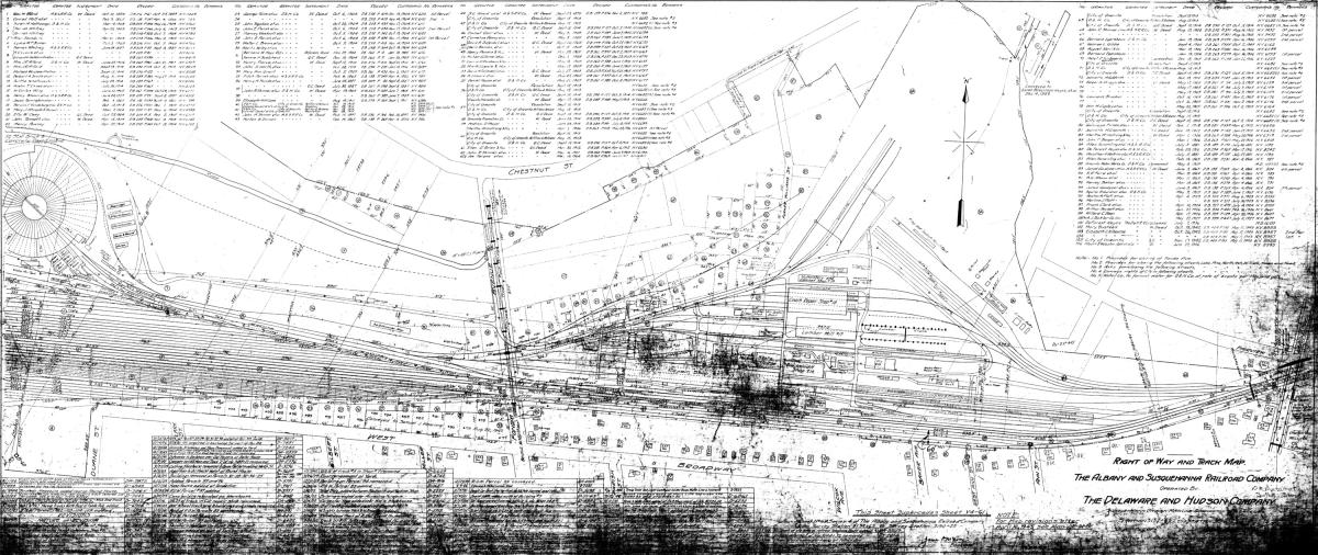 1916 D&H Track Chart: Susquehanna Div Main Line Binghamton to Albany ...
