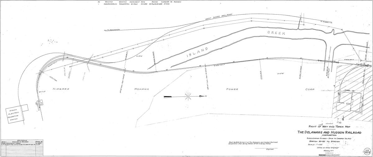 1951 D&H Track Chart: Susquehanna Div Spur to Cabbage Island, Map 02 ...