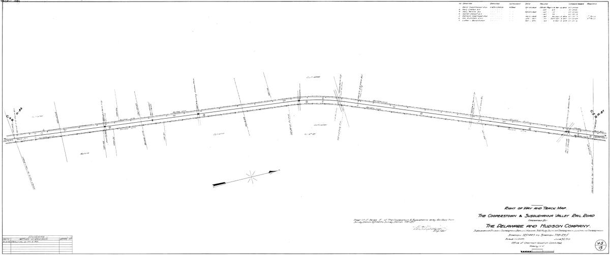 1916 D&H Track Chart: Susquehanna Div Cooperstown Branch, Map 15 ...